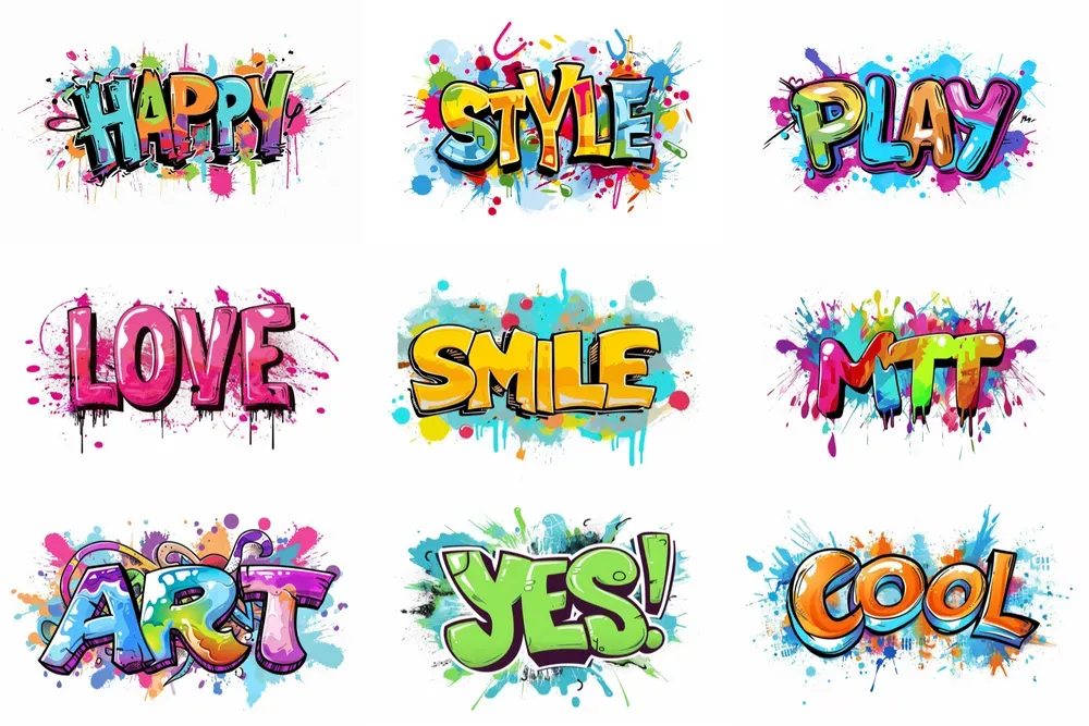 Vibrant Colorful Graffiti Art Texts Midjourney Prompt | PromptBase