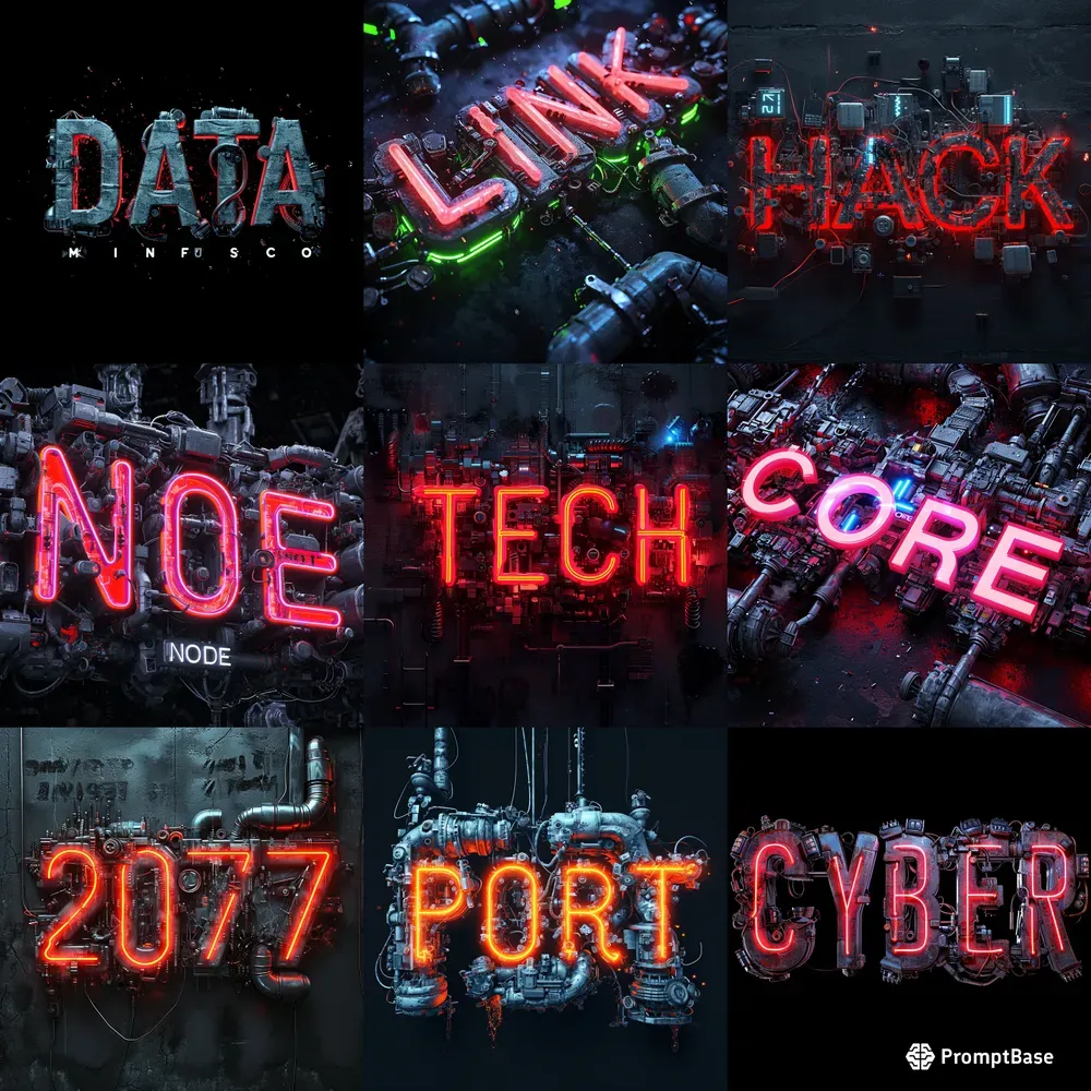 Robotic Cyberpunk Custom Text Fonts Midjourney Prompt | PromptBase
