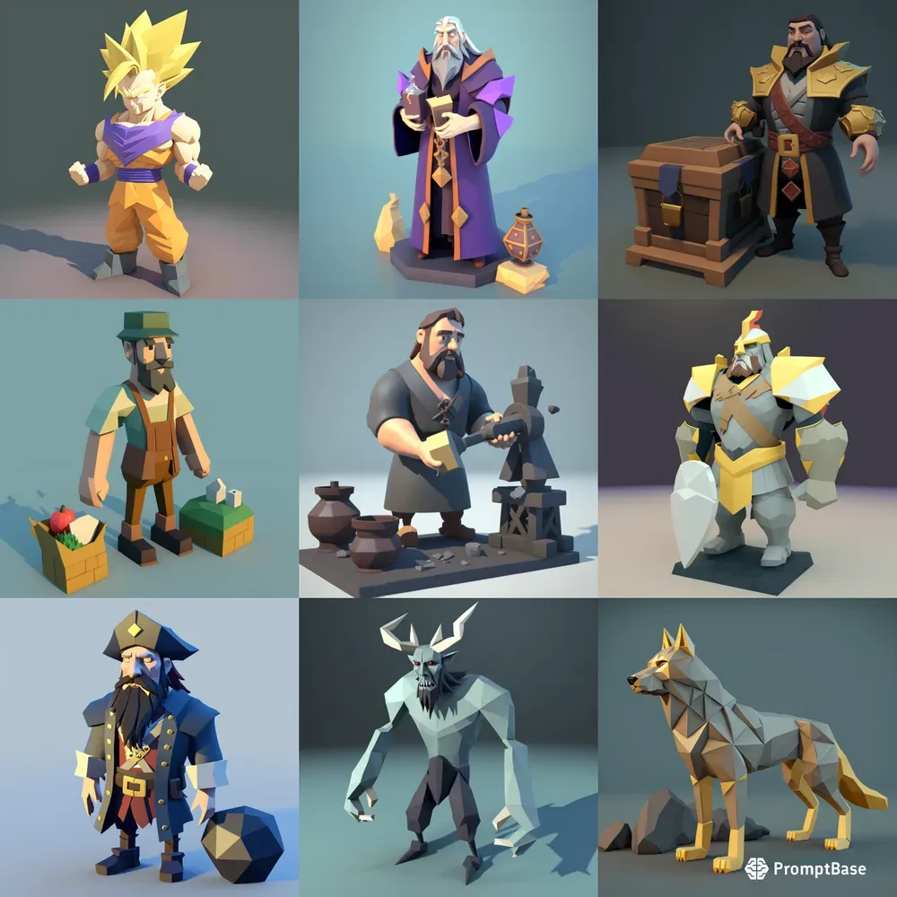 Low Poly 3D Characters Midjourney Prompt | PromptBase