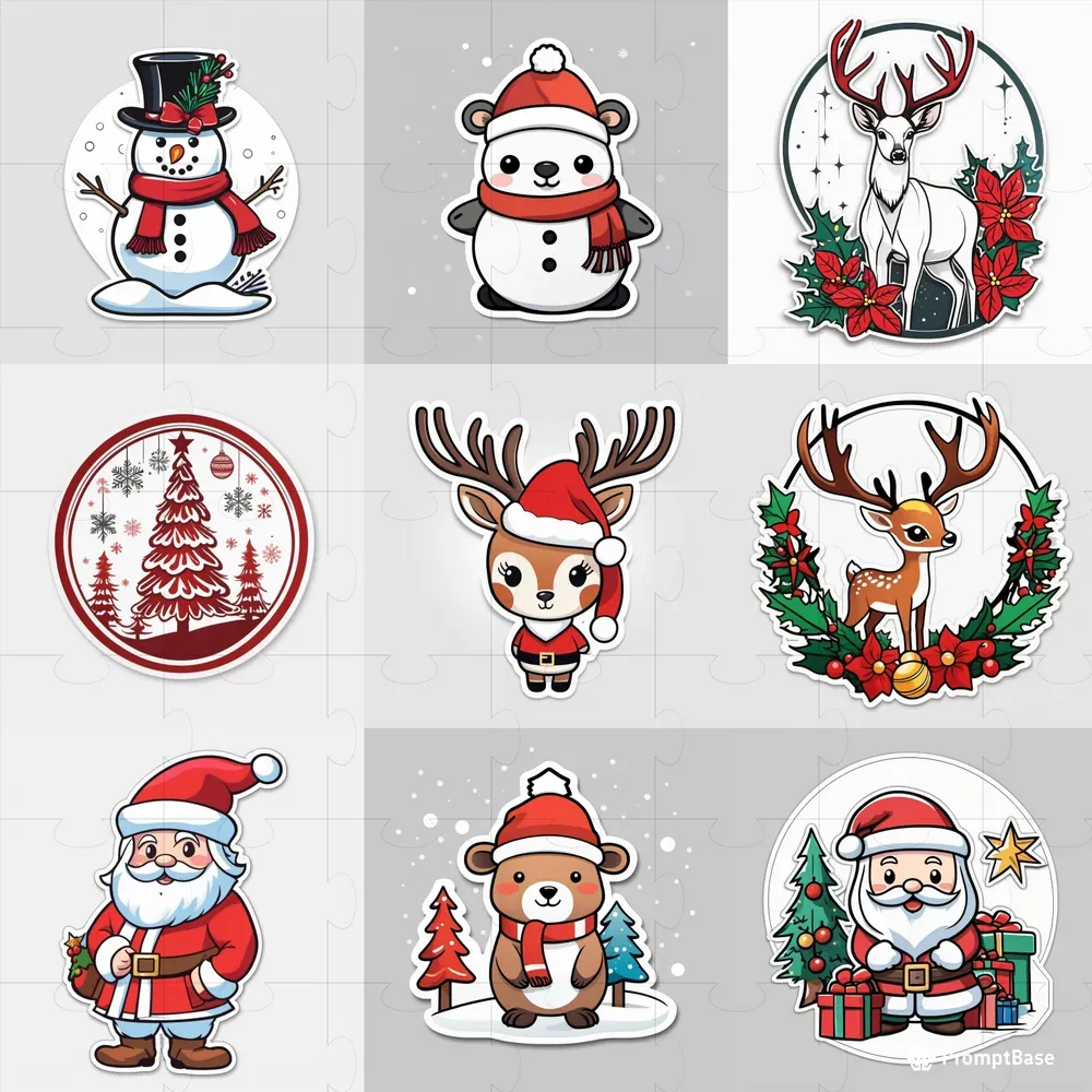 Cute Christmas Stickers Stable Diffusion Prompt | PromptBase