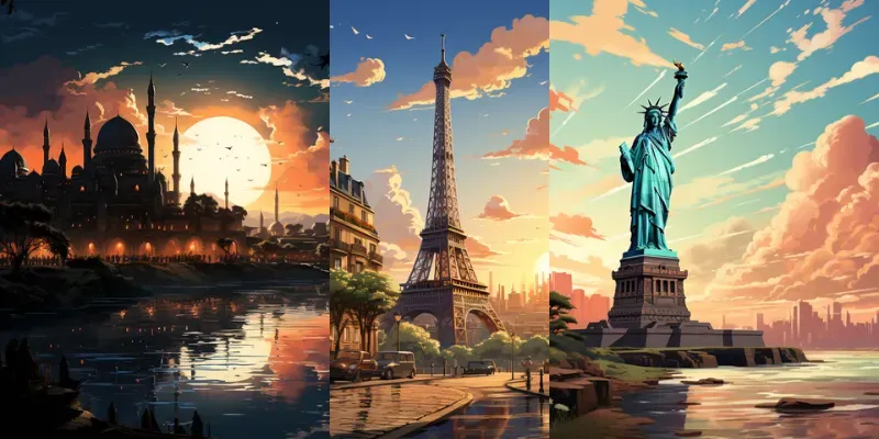 Anime Inspired Landmark Sceneries Midjourney Prompt | PromptBase