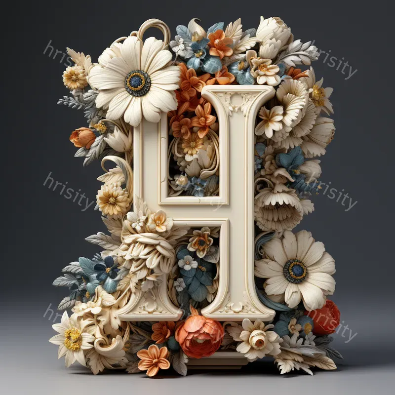 Floral 3D Letter Renders Midjourney Prompt | PromptBase