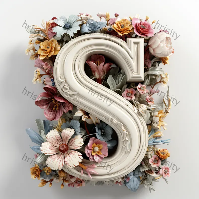 Floral 3D Letter Renders Midjourney Prompt | PromptBase