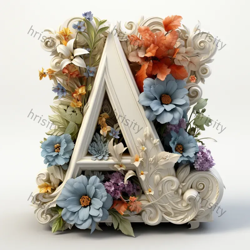 Floral 3D Letter Renders Midjourney Prompt | PromptBase