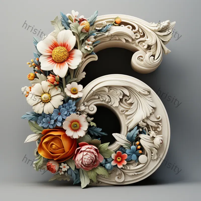 Floral 3D Letter Renders Midjourney Prompt | PromptBase