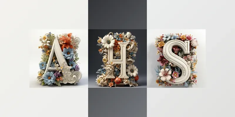 Floral 3D Letter Renders Midjourney Prompt | PromptBase