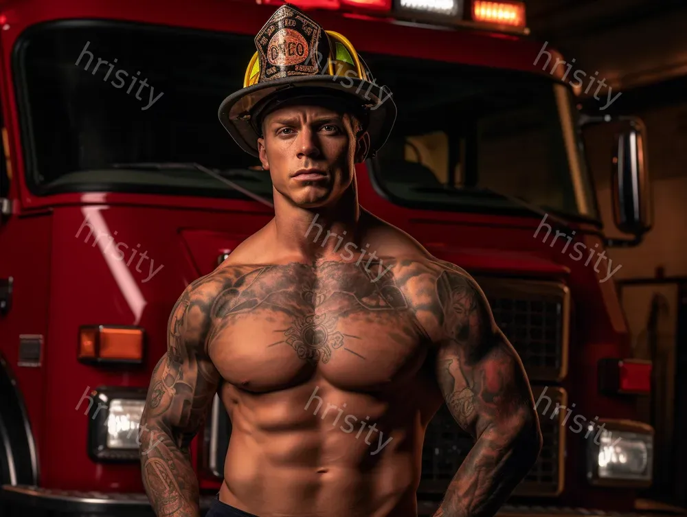 Hot Firefighter Calendar Images Midjourney Prompt | PromptBase