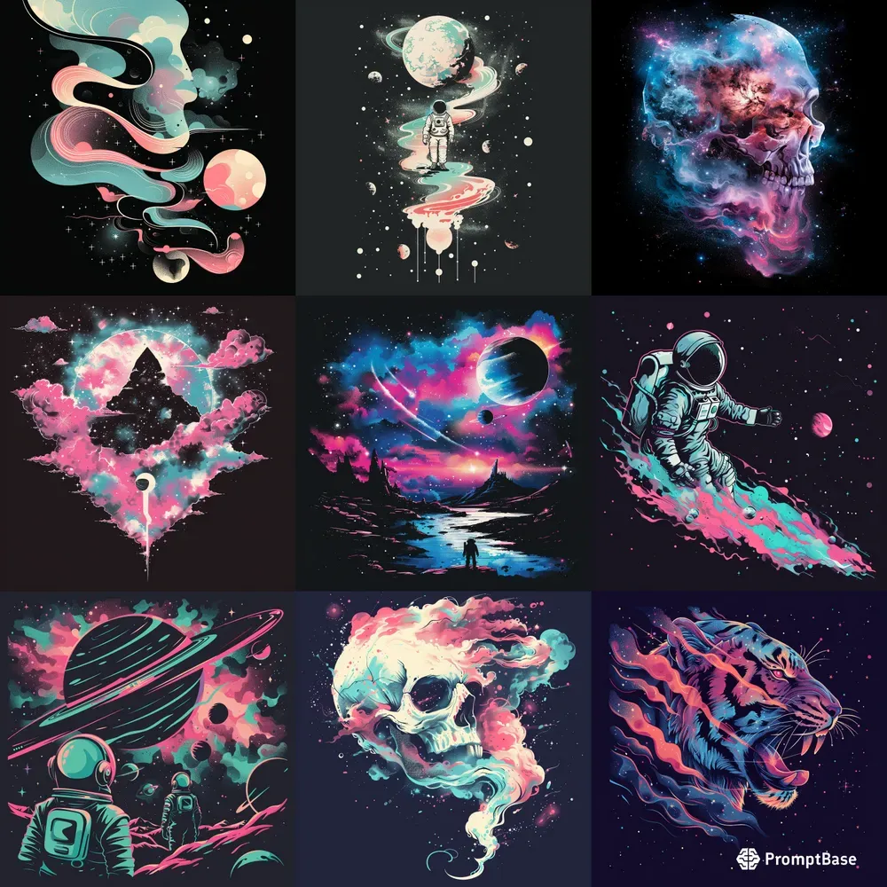 Tshirt Designs Interstellar Explorer Tees Midjourney Prompt | PromptBase