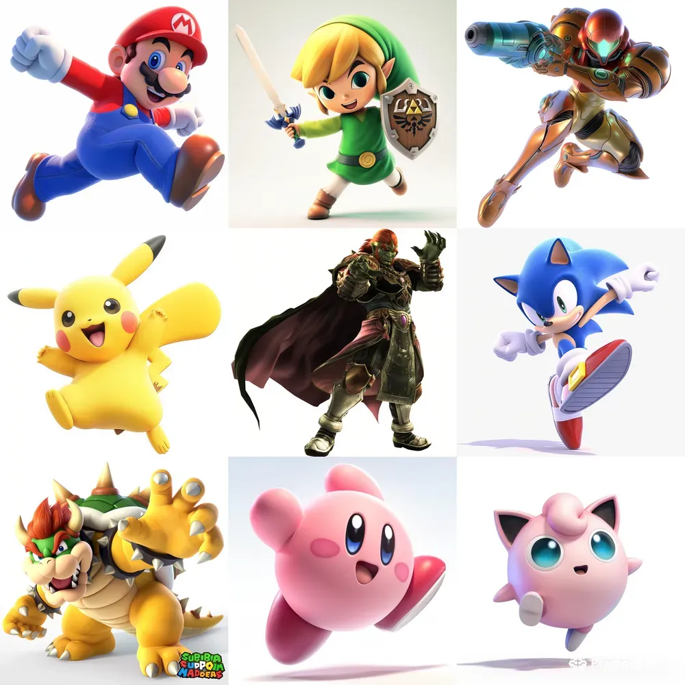 Nintendo Characters On White Backgrounds Midjourney Prompt | PromptBase