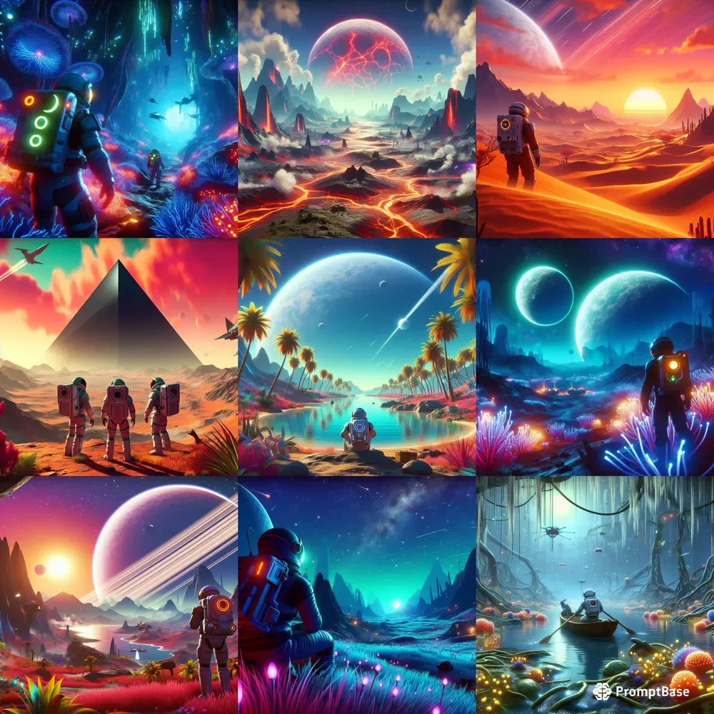 3D Alien Planet Exploration DALL·E Prompt | PromptBase