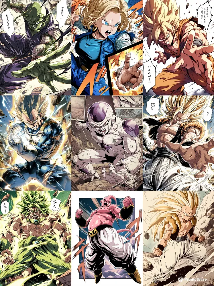 Dbz Colored Panel Pages Midjourney Prompt | PromptBase