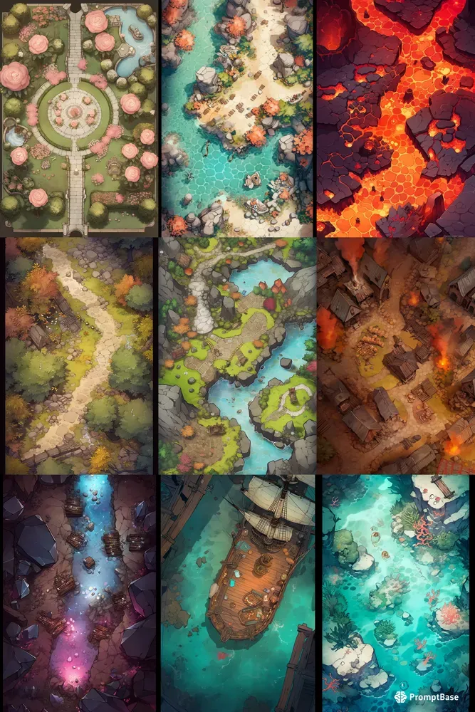 Tabletop Game Terrain Maps DnDs Midjourney Prompt | PromptBase