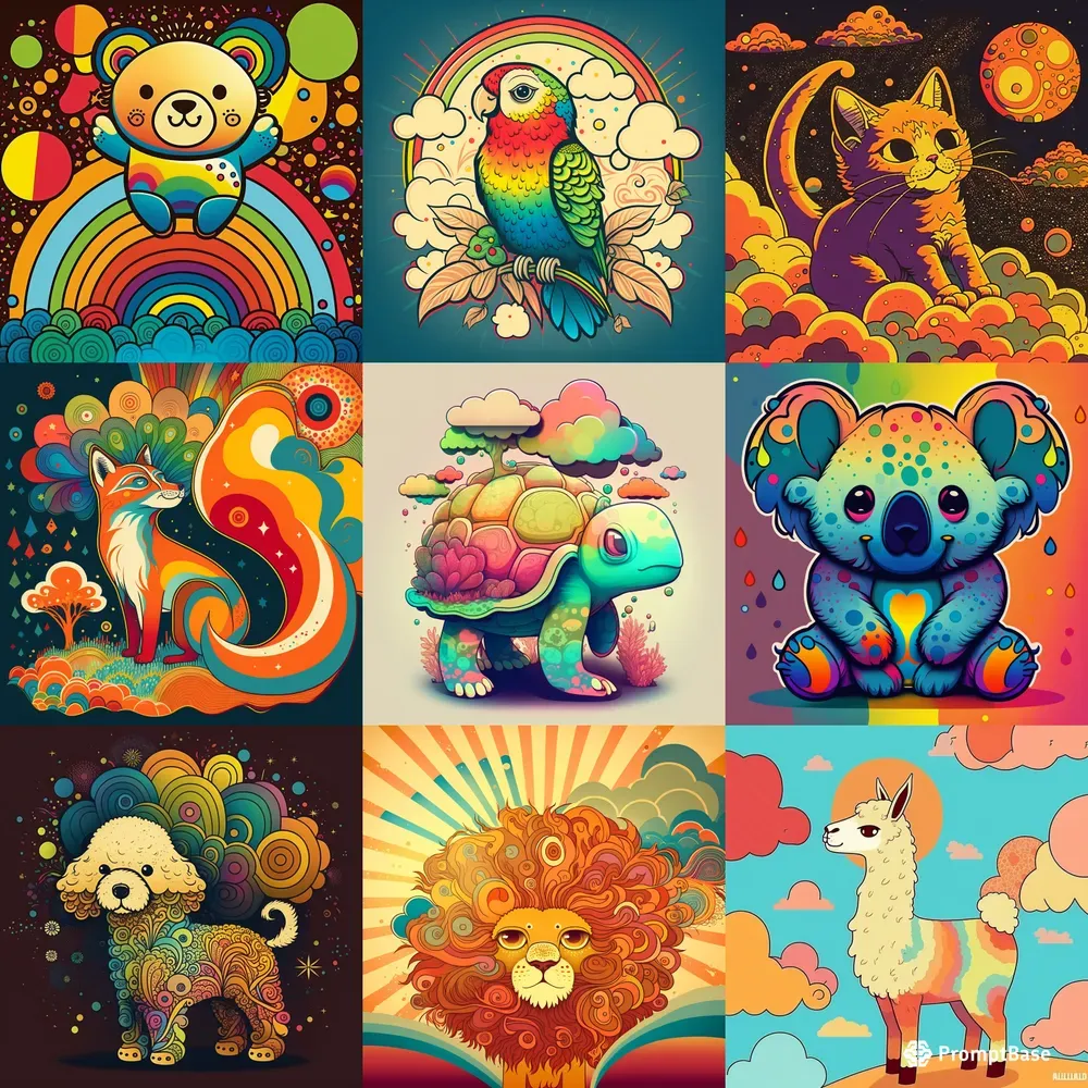 Groovy Animals Midjourney Prompt | PromptBase