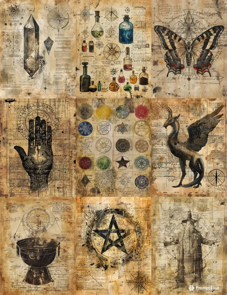 Witches Witchcraft Junk Journal Pages Midjourney Prompt | PromptBase
