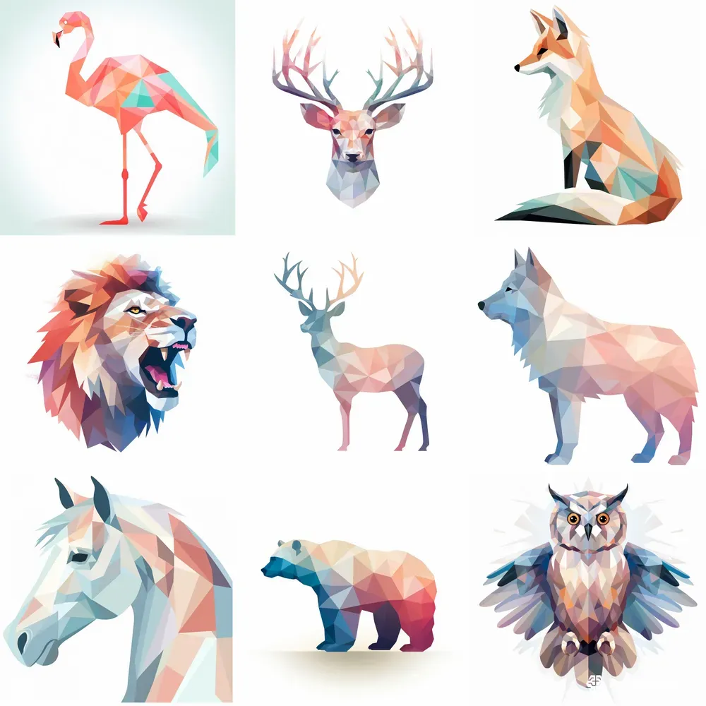 Geometric Nordic Style Animals Midjourney Prompt | PromptBase