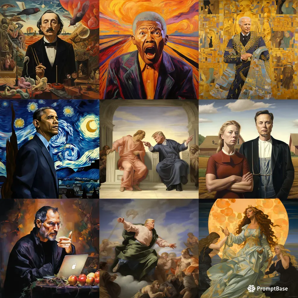 Famous People In Art Paintings Midjourney Prompt | PromptBase