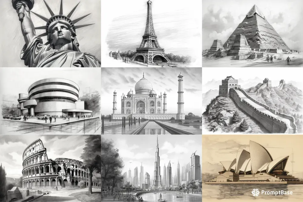 Architectural Drawings In Pencil Midjourney Prompt | PromptBase