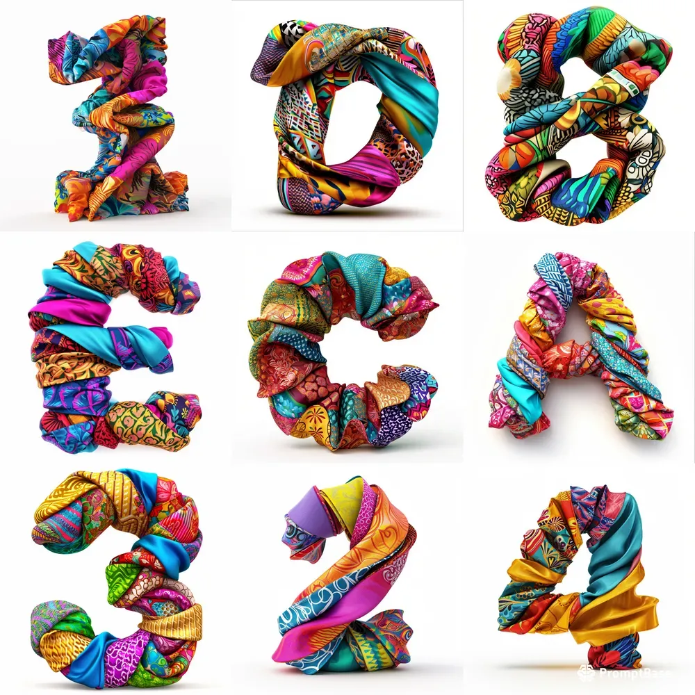 Alphabet Text Fabrics Letters Numbers Midjourney Prompt | PromptBase