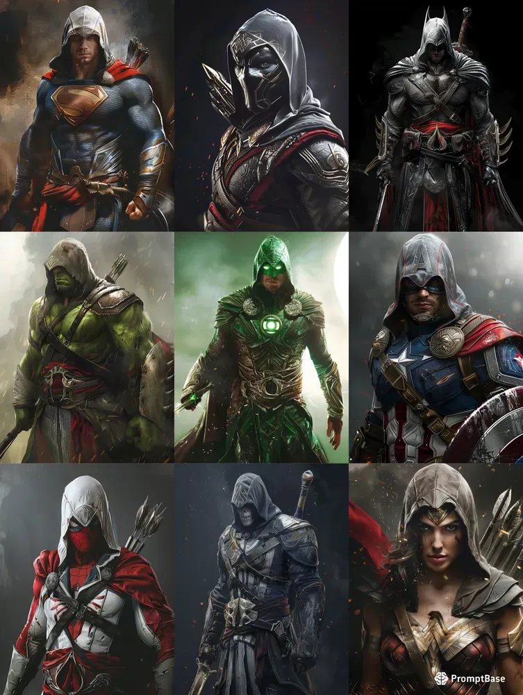 Comics Heroes As Assassins Creed Midjourney Prompt | PromptBase