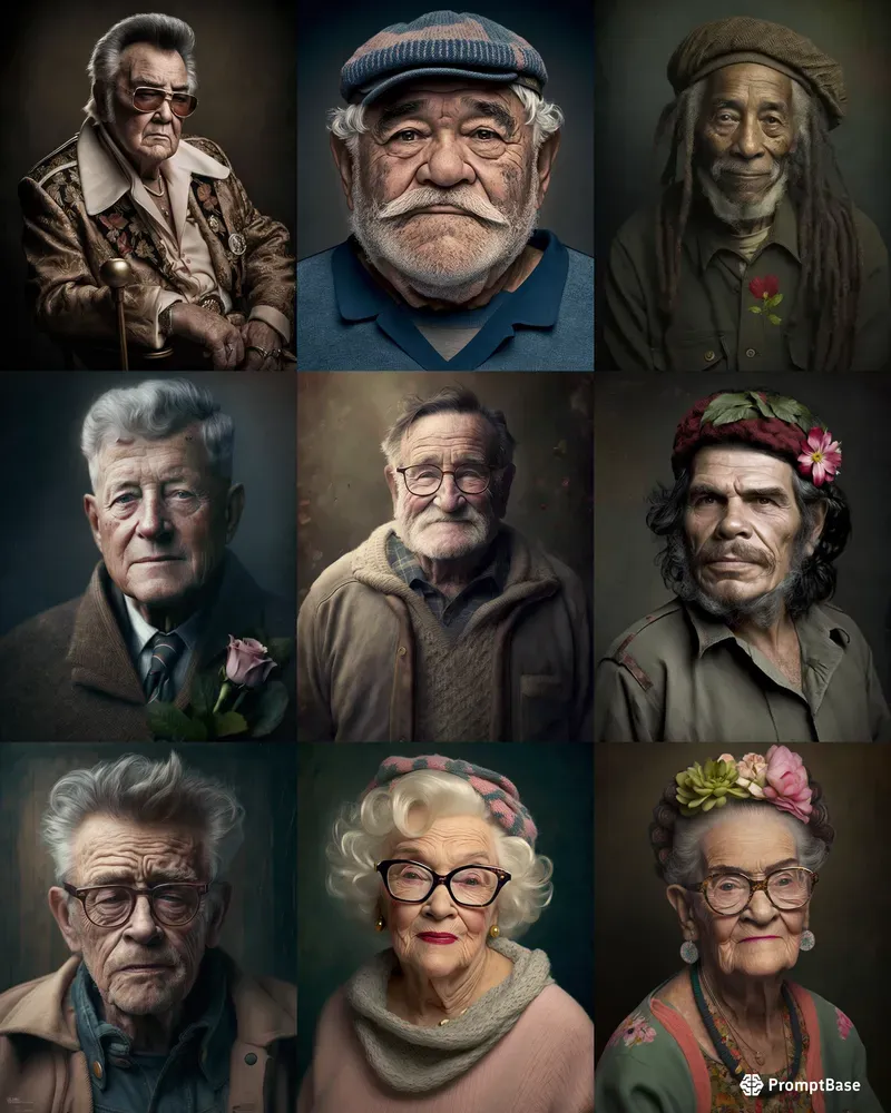 Famous Portraits Old Age Version Midjourney Prompt | PromptBase