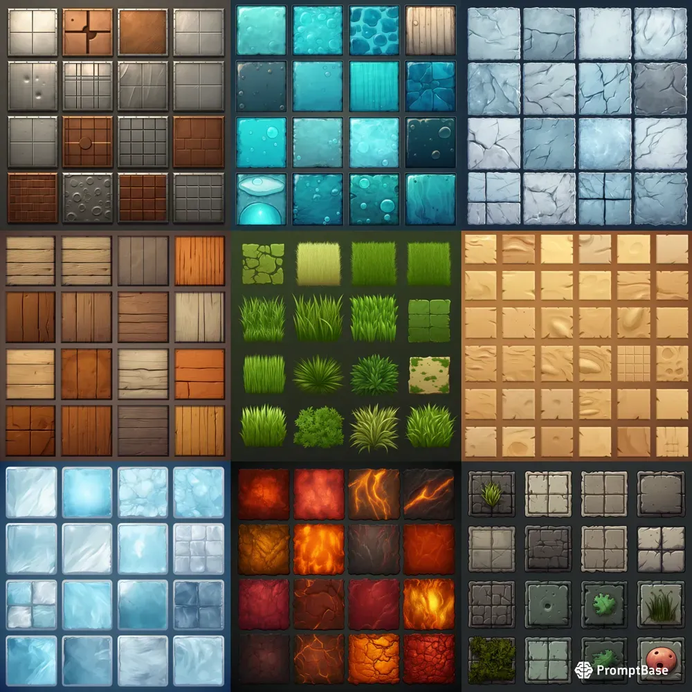 Terrain Tilesets For 2D Video Games Midjourney Prompt | PromptBase