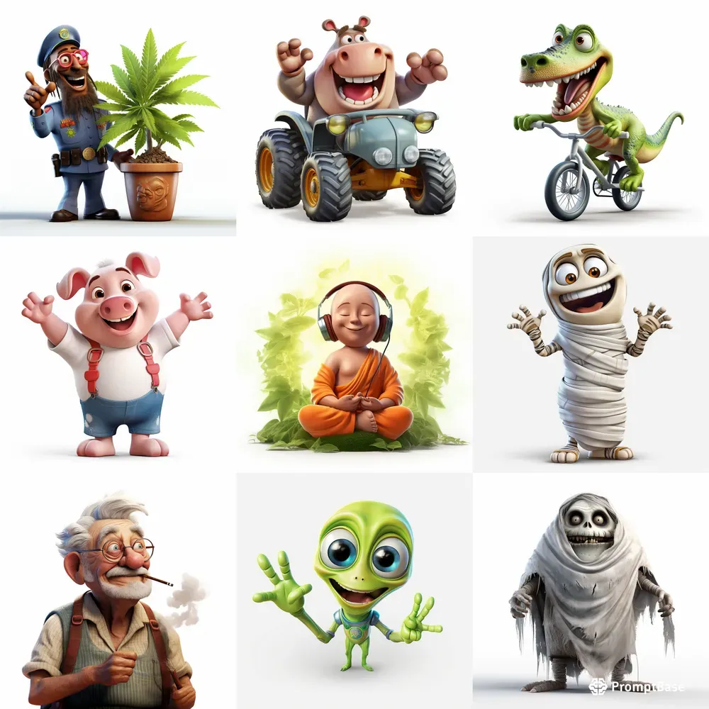 Funny Hq 3D Cartoon Characters Midjourney Prompt | PromptBase