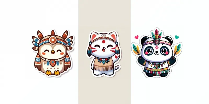 Adorable Tribal Animal Stickers DALL·E Prompt | PromptBase