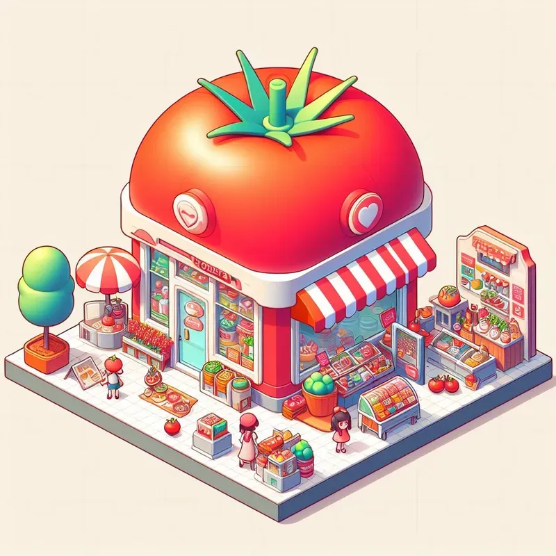 Shops Shaped Like Isometric Fruits DALL·E Prompt | PromptBase