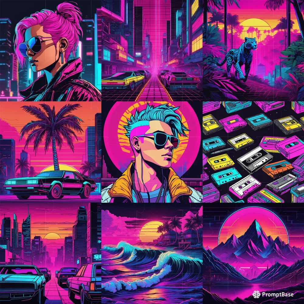 Synthwave - Retrowave Style Art Stable Diffusion Prompt | PromptBase