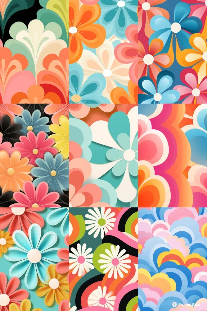 Retro 70s Flower Patterns Midjourney Prompt | PromptBase
