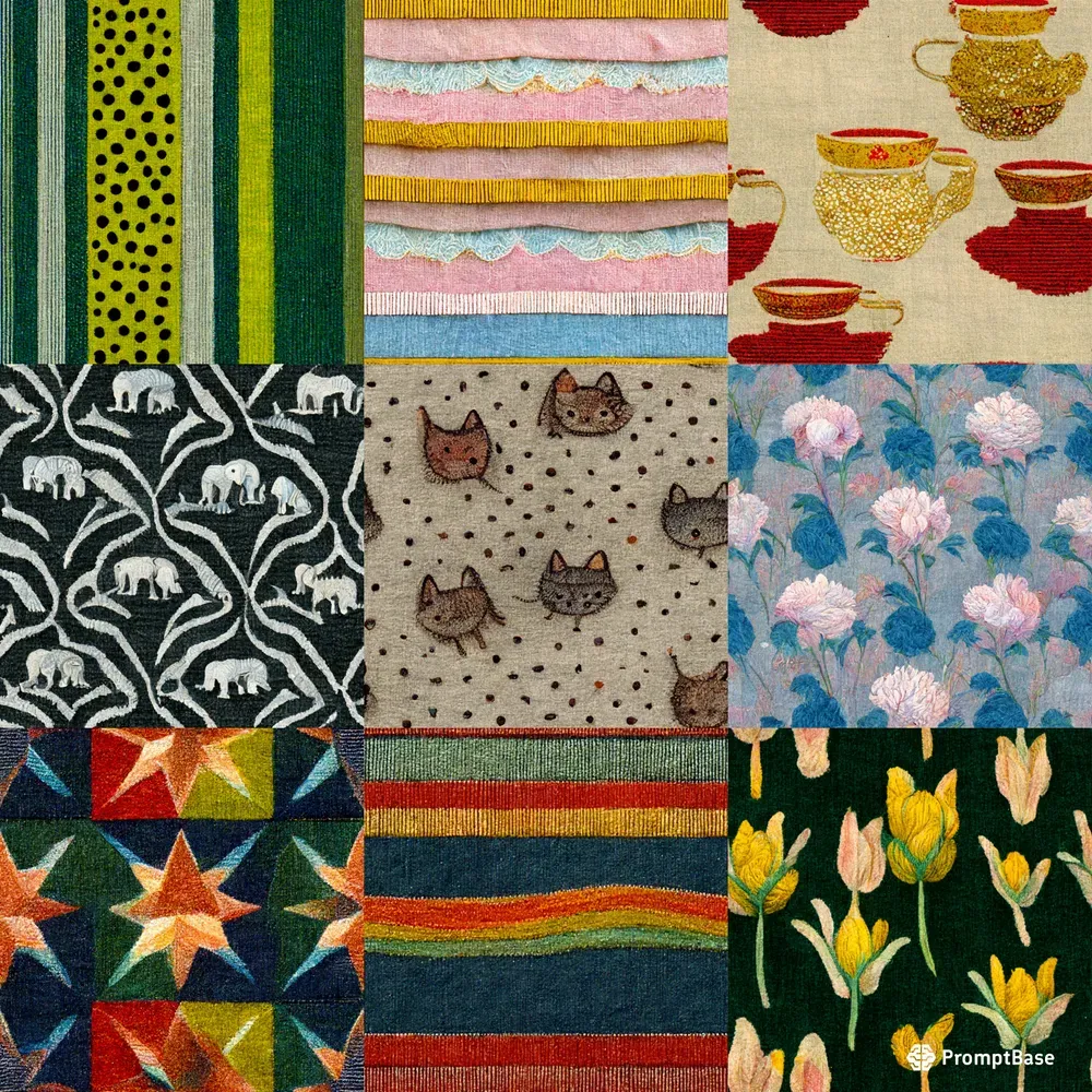 Embroidery Repeating Patterns Midjourney Prompt | PromptBase