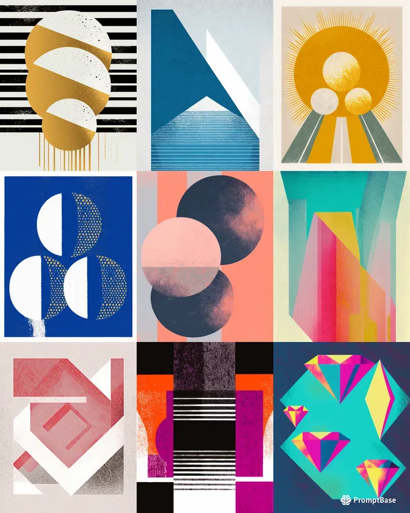 Retro Abstract Art Prints Midjourney Prompt | PromptBase