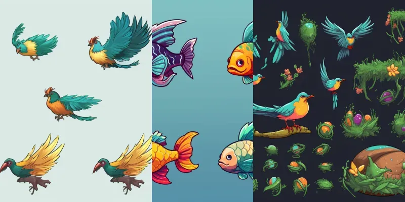 Animal Sprite Sheet Midjourney Prompt | PromptBase