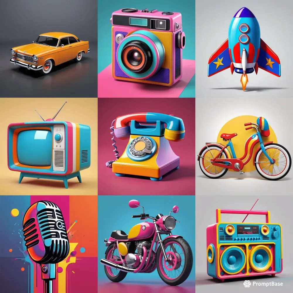 Pop Art Style 3D Icon Designs Leonardo Ai Prompt | PromptBase