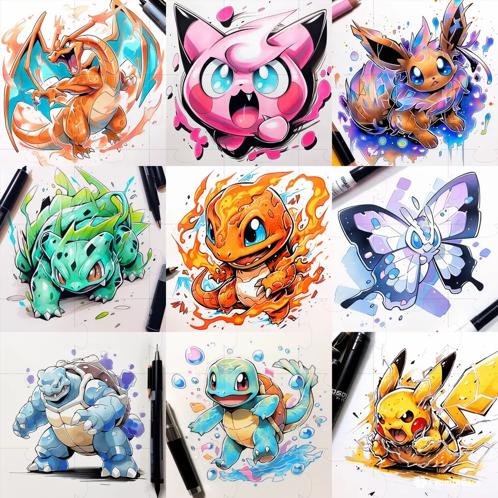 Pokemon Drawings With Markers Midjourney Prompt | PromptBase