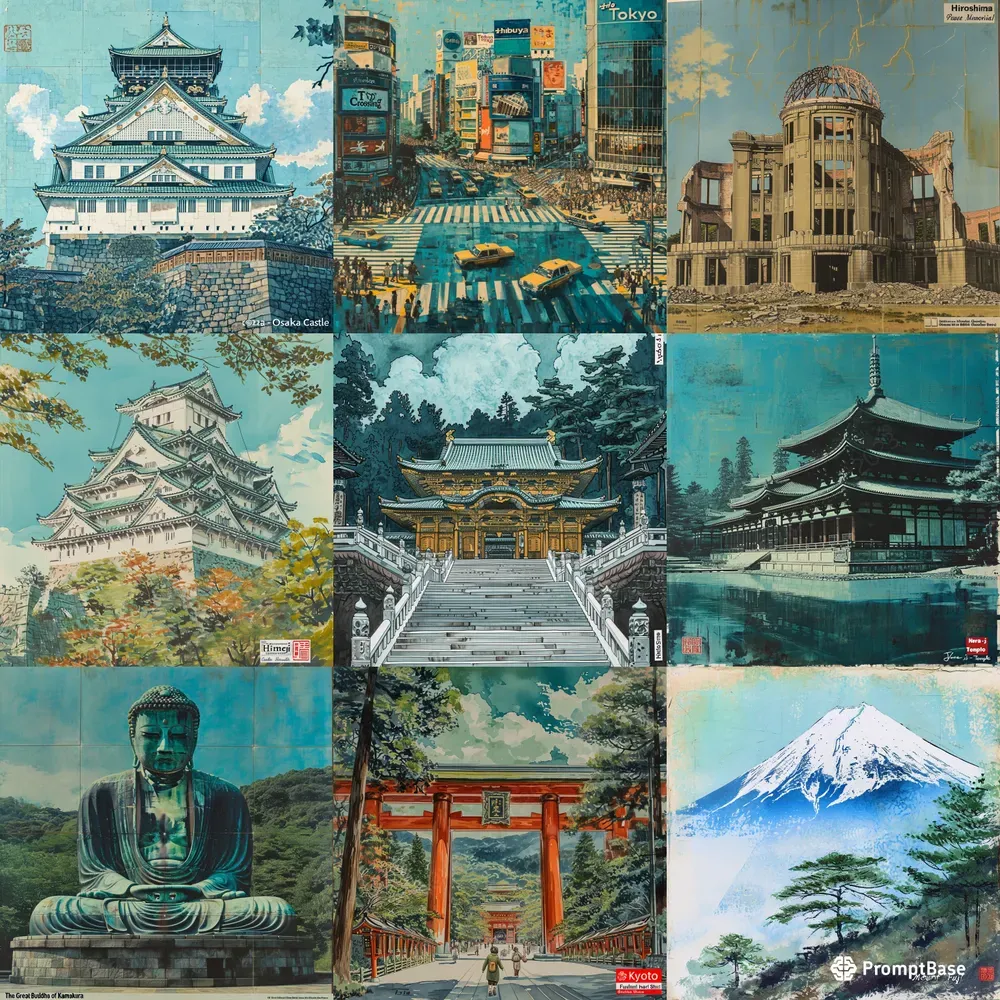 Japanese Iconic Old Painting Art Midjourney Prompt | PromptBase