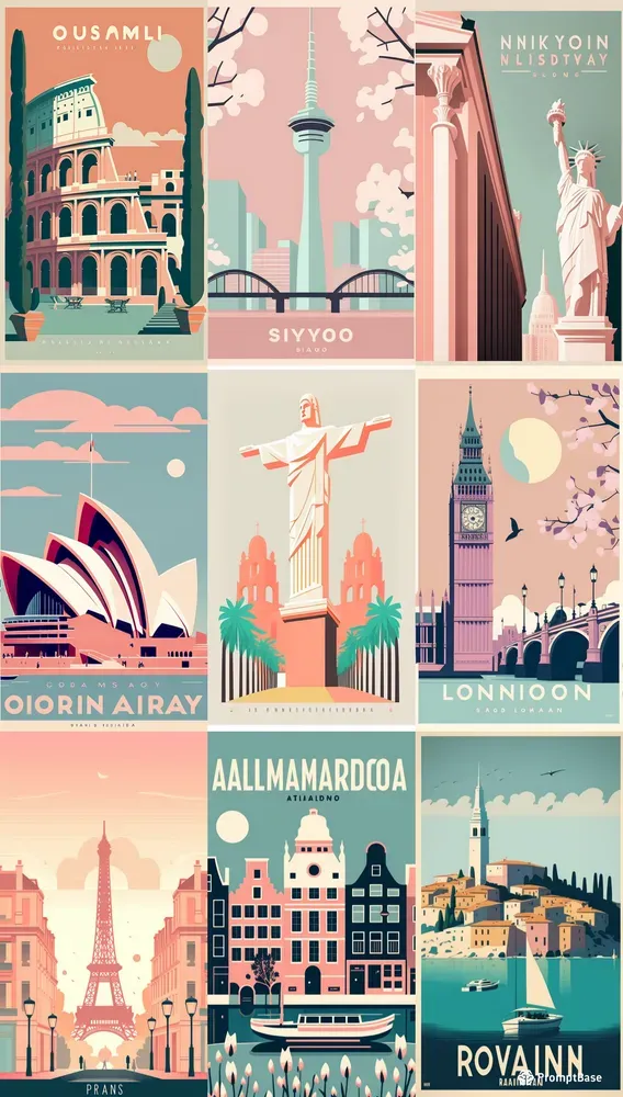 Modern City Landmark Pamphlet Designs Midjourney Prompt | PromptBase