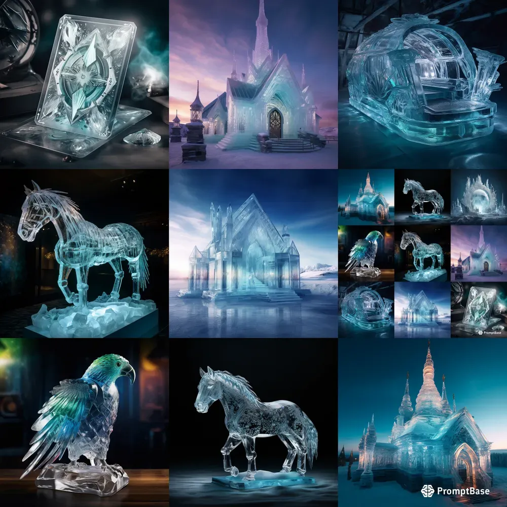 Transparent Ice Sculptures Midjourney Prompt | PromptBase