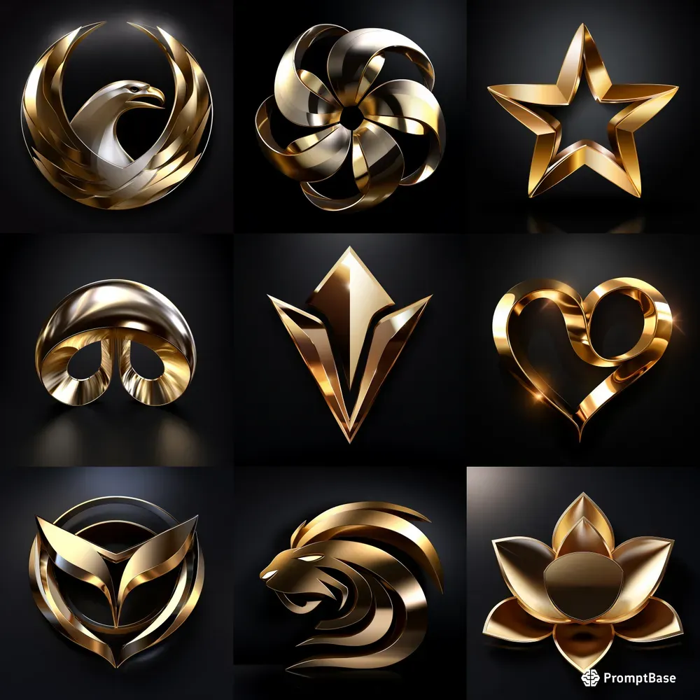 Gold Abstract Professional Logos Midjourney Prompt | PromptBase