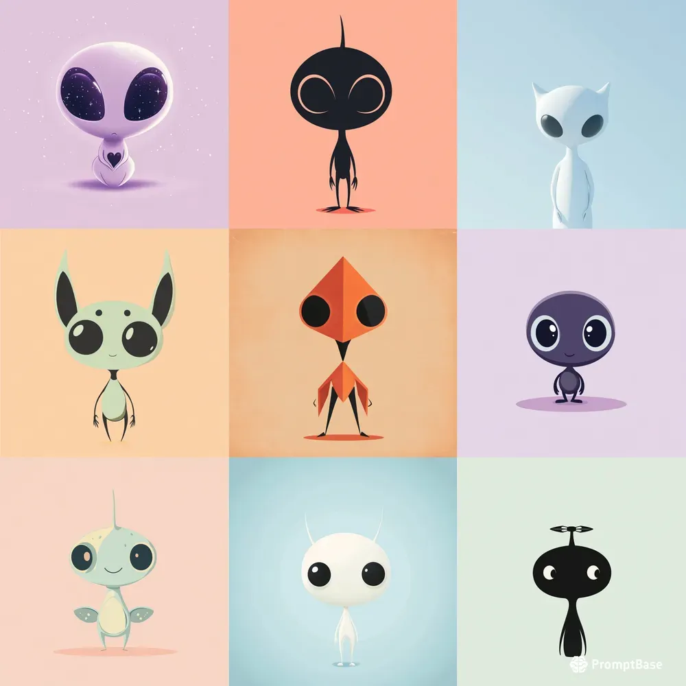 Minimalist Alien Clip Art Designs Midjourney Prompt | PromptBase
