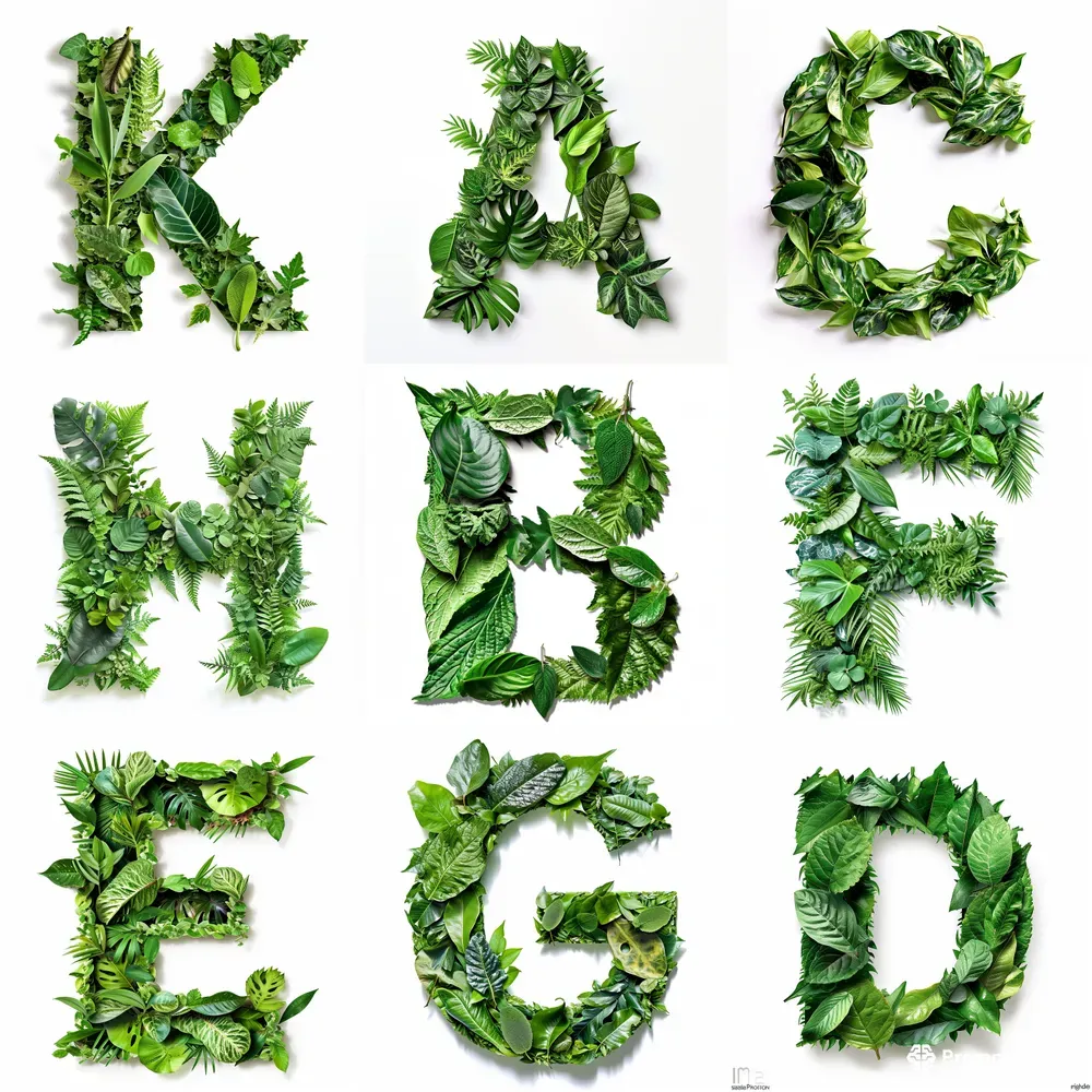 Real Plant Leaves Fonts Texts Midjourney Prompt | PromptBase