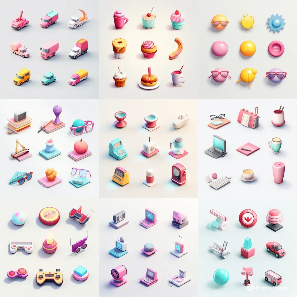 Isometric Icon Sets Midjourney Prompt | PromptBase