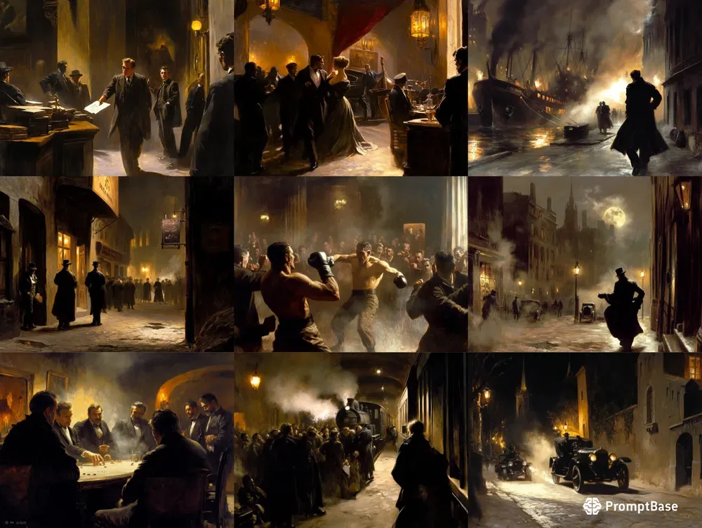 1920s Storytelling In Oils Midjourney Prompt | PromptBase