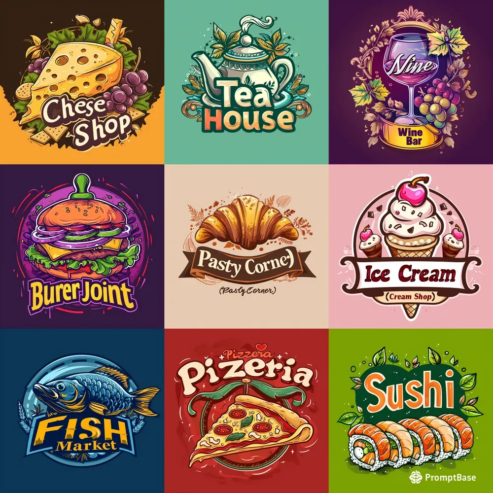 Logos Food Minimalists Midjourney Prompt | PromptBase