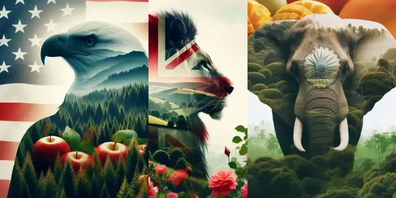 Triple Exposure Countries With Flags Generator App | PromptBase