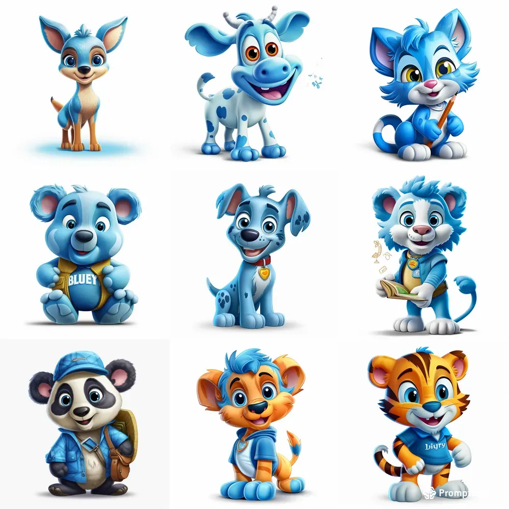 Bluey Cartoon Style Characters Midjourney Prompt | PromptBase