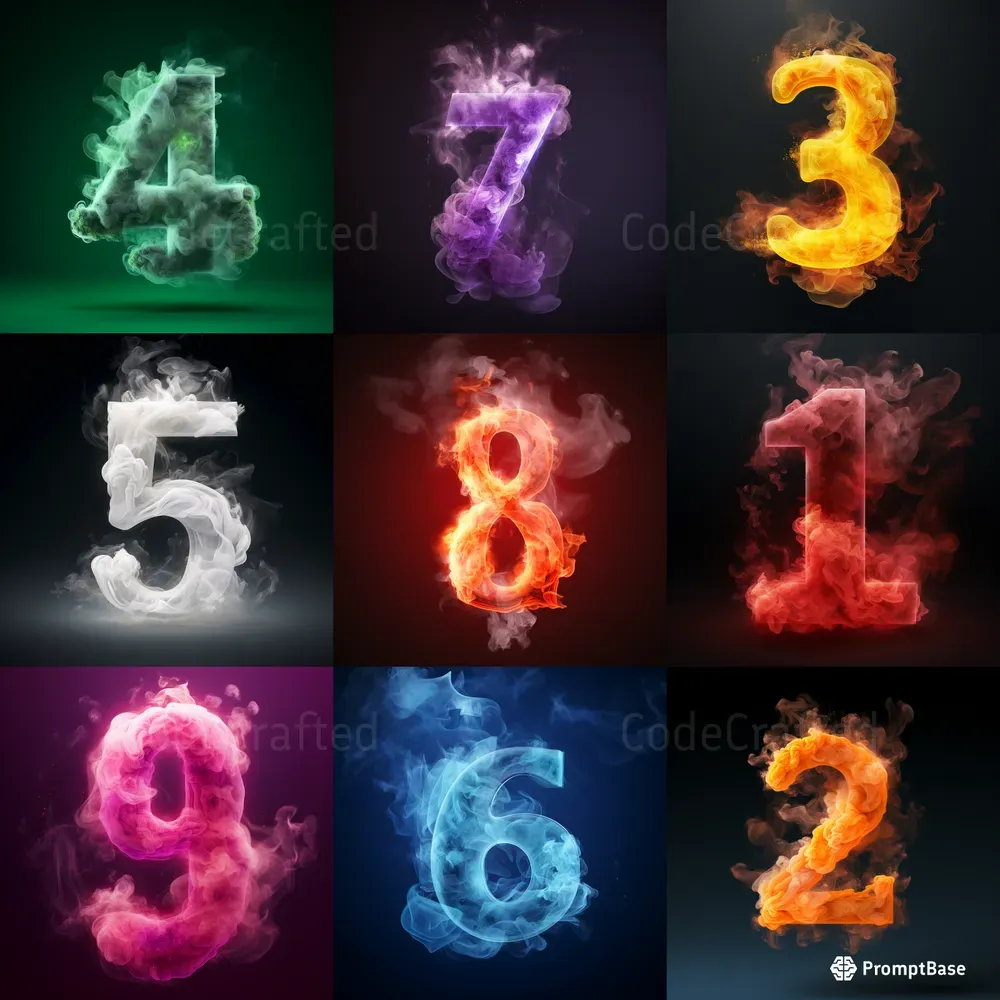 Glowing And Smoking Numbers Midjourney Prompt | PromptBase