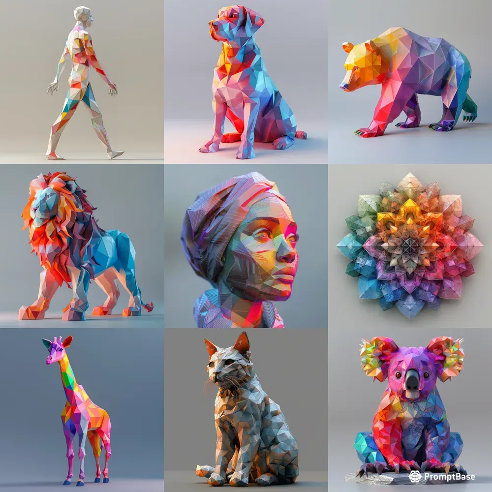 Geometric Adventures Polygons Triangles Midjourney Prompt | PromptBase
