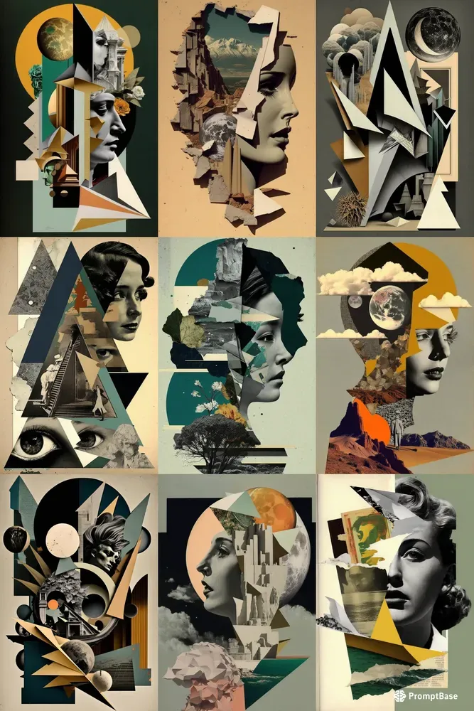 Abstract Collage Posters And Art Prints Midjourney Prompt | PromptBase