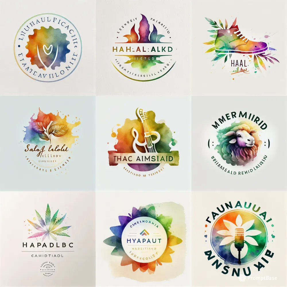 Watercolour Logos Midjourney Prompt | PromptBase